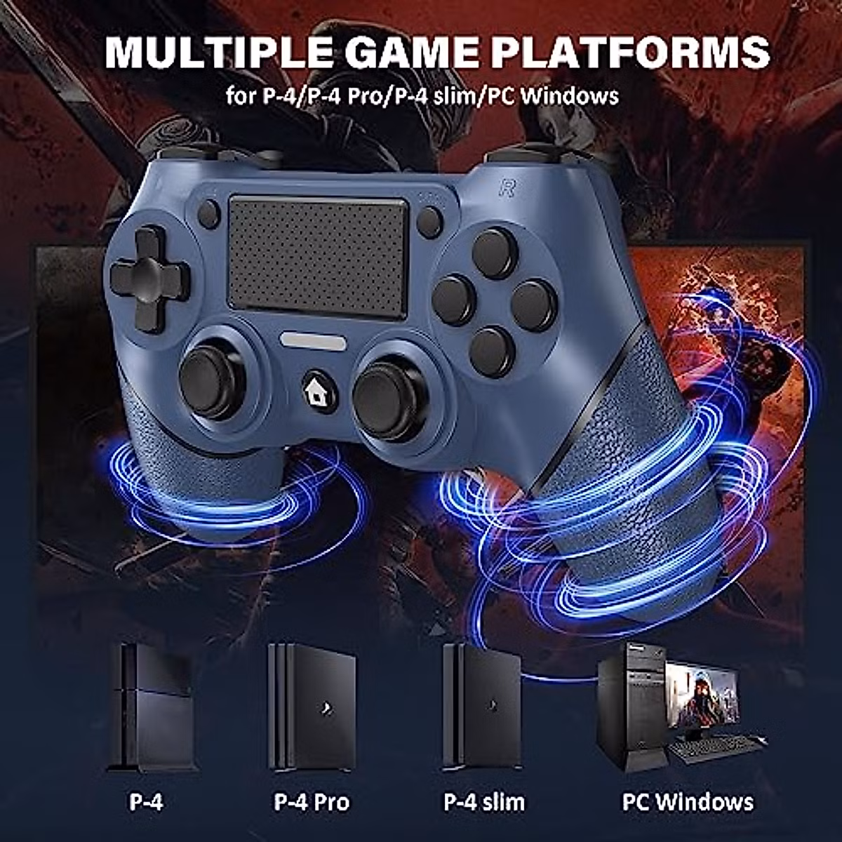 PS-4 Controller Dual-shock 4 Wireless Compatible for PS-4/Pro/Slim/Wireless Play-Station 4 Controller with paddles PS-4 Remote Controller for PC 6-Axis Motion Sensor Turbo，1000mAh