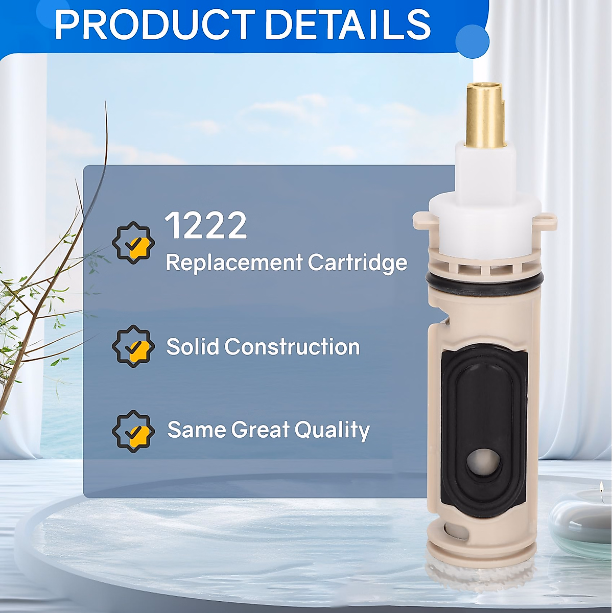 1222 Replacement Cartridge Kit for Moen One-Handle Posi Temp Faucets,Replacement Compatible with Moen Tub Shower,Durable Brass(Silicone Oil Included,Retainer Clip,Installation Instructions)-2PCS