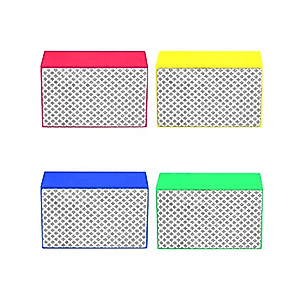 QWORK Diamond Hand Polishing Pads, 4 Pack Grid Sharp Sanding Block Kit, 60#,100#,200#,400# Diamond Hand Polishing Pads for Stone, Glass Granite Marble Concrete Stone Sanding and Polishing