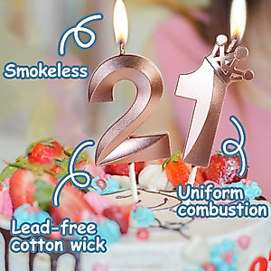 60th Birthday Candles for Cake, Number 60 Rose Gold Candles with Crown, 3D Design Birthday Cake Topper for Women Birthday Party Wedding Anniversary Celebration Decorations Supplies