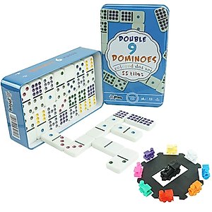 PUREPLAY Classic Double 9 Color Dot Dominoes Game Set,55 Pieces Dominoes Tiles with Tin Box,Double 9 Dominoes for Adults, Family Game Nights,Friends Gathering,Party Favors,Travel