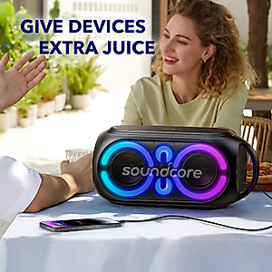 Soundcore Anker Rave Party 2 Portable Speaker, 120W Stereo Sound, PartyCast 2.0, Light Show, IPX4 Water-Resistant, 16H Playtime, Mic Input, Custom EQ & Bass Up for Party (Renewed)