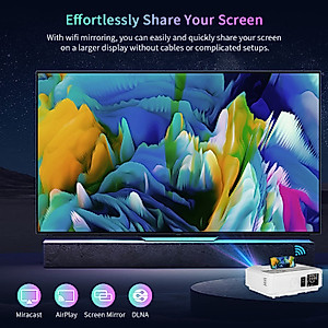 1080P WiFi Projector Android Full HD Movie Projector Home Cinema with Bluetooth HDMI 7500Lumen USB RCA LCD Smart TV Projector Wireless iOS Mirroring Phone Projectors Outdoor Indoor Gaming