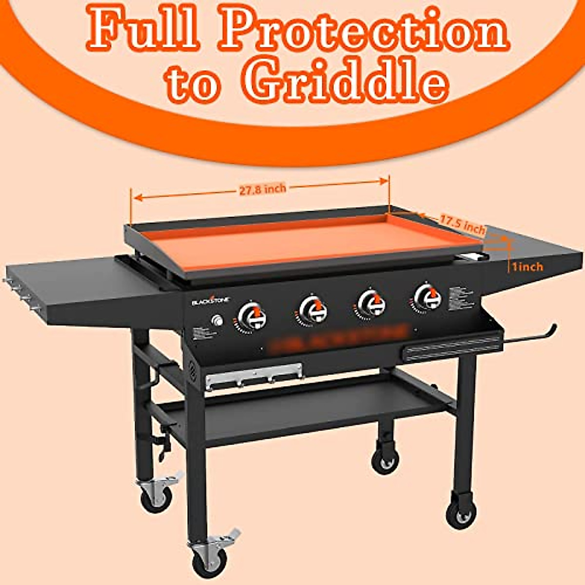 BANGIE Griddle Cover | Heavy Duty Silicone Griddle Mat for Blackstone 28" Pro Griddle | Keep Surface Clean | High-Wall Design (Orange)(Not fit 28XL)