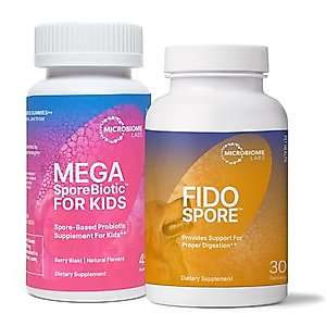 Microbiome Labs Kids & Pet Probiotic Bundle - MegaSporeBiotic for Children + FidoSpore Spore Based Probiotics for Dogs and Cats