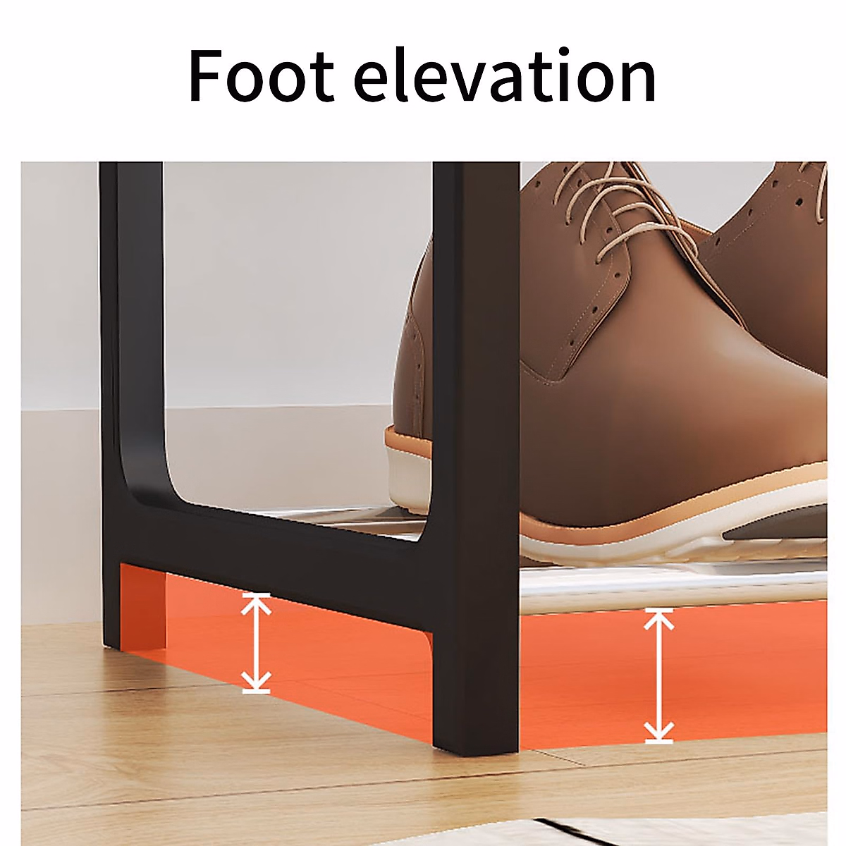 Shoe Rack 4 Layer, Shoe Organizer for Entryway, Storage Shoe Shelf with 4 Tiers Metal Shelves, Assembled Shoe Rack for Bedroom, Closet, Entry, Hallway, Slatted Design for Ventilation Drainage