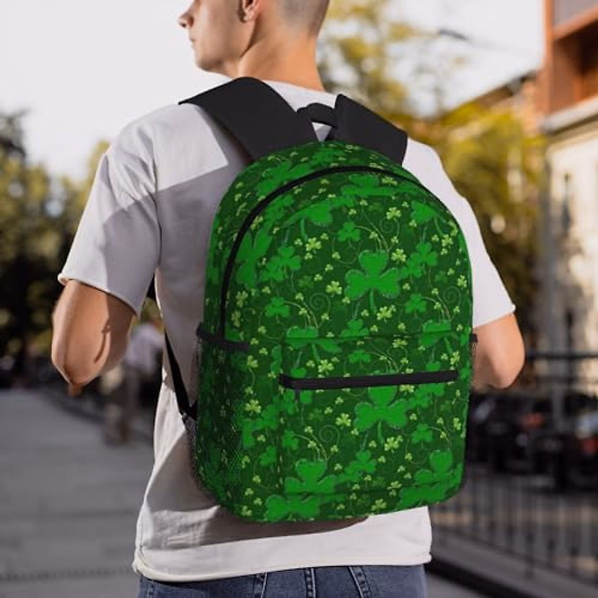 ENVEED Background St Patrick'S Day Glitter Ultra-Light,Comfortable,And Portable Casual Backpack For Camping,Hiking,And Daily Use