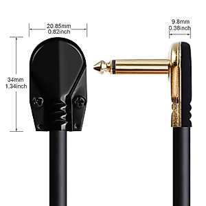 Donner Guitar Patch Cables Right Angle 6 Inch 15 cm 1/4 Instrument Cables for Effect Pedals 6 Pack