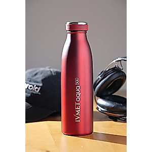 IVMET Aqua Stainless Steel Double Wall Vacuum Insulated Drinking Bottle Flask thermos Hydro Metal reusable Canteen for Sport School Fitness Outdoor (Ruby Red, 25 oz/750 ml)