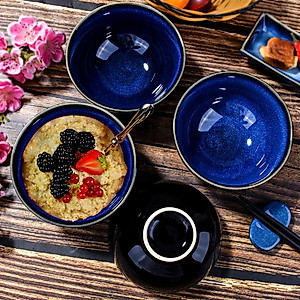 BOSILI Rice Bowl set, Cereal Bowls Microwave and Dishwasher Safe, Ceramic Bowl set of 4 for Soup Rice Oat