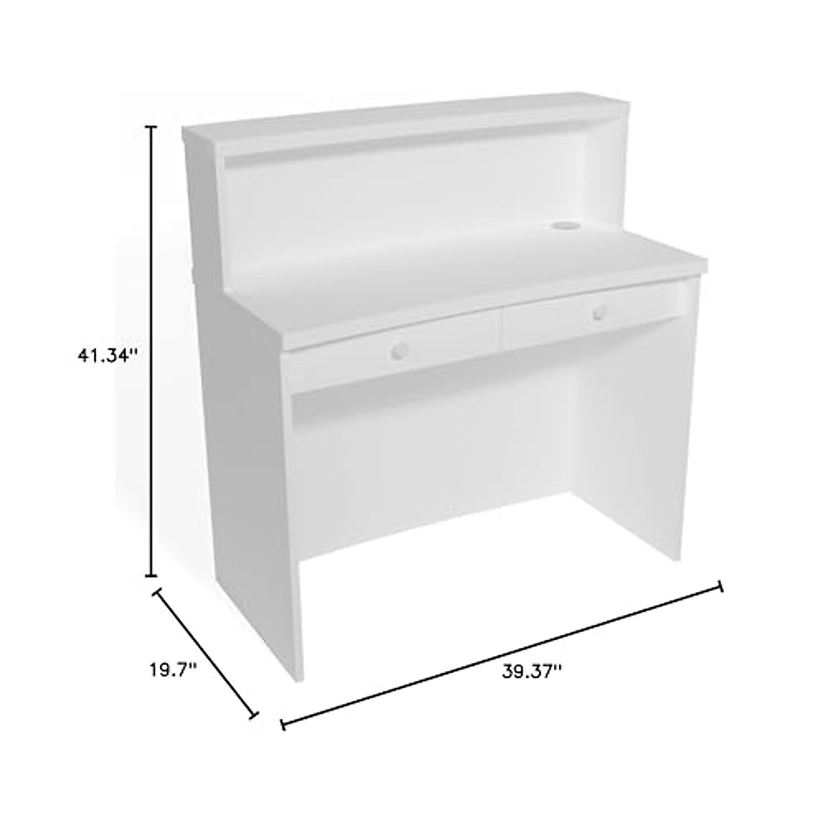 UGOS Mono 40" Modern Reception Desk w/Transaction Counter | Laminate Desktop | Multifunctional Standing Front Desk for Home, Office, Salon, Spas, and Lobby (White)