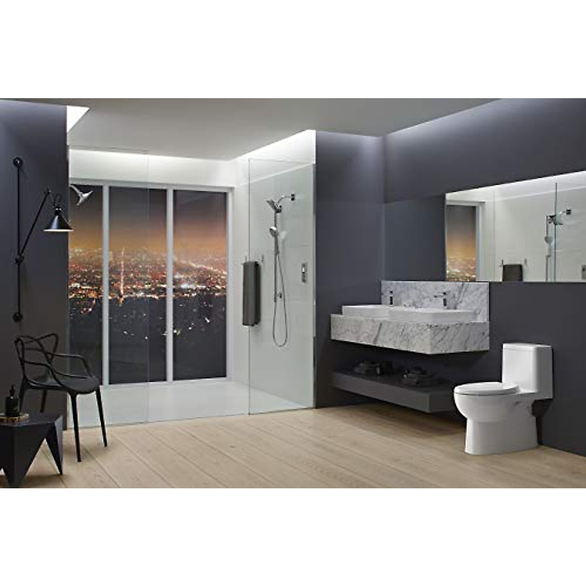 KOHLER 78080-0 Reach Comfort Height Chair Height One-Piece Compact Elongated Toilet with Skirted Trapway, Left-Hand Trip Lever, 1.28 GPF