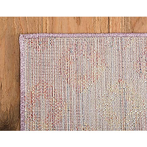 Unique Loom Rainbow Collection Geometric Abstract Modern Watercolor Lilac Area Rug (7' 0 x 10' 0)