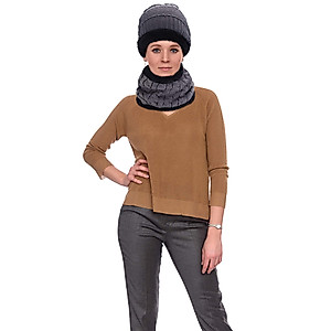 Tatuo 4 Pcs Winter Hat and Gloves Set for Men and Women and Kids Ski Warm Fleece Knit Beanie Hat Warmer Scarf Earmuff(Grey)