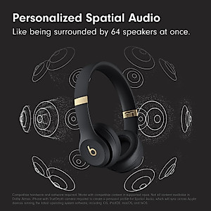 Beats Solo 4 - Wireless Bluetooth On-Ear Headphones, Apple & Android Compatible, Up to 50 Hours of Battery Life - Black & Gold (Renewed) (Renewed)
