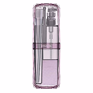 Portable Toothbrush Cup 8 in 1 Wash Set Storage Case, Toothbrush & Toothpaste Shower Gel Shampoo Comb Travel Kits Toiletry Sub (Purple)