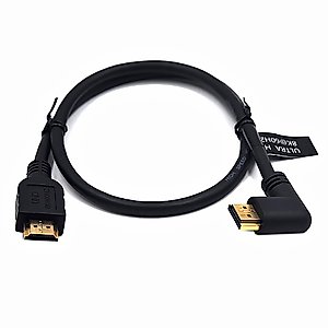 Kework 2 Feet Ultra HD HDMI 8K Cable, 90 Degree Left Angle HDMI 2.1 Version Male to Male High Speed Shield Cable for Xbox TV PS4 PS5 Switch, Support 8K@60HZ 4K@120HZ (Left-Straight)