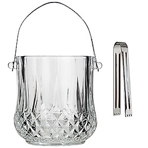 Lily's Home Glass Ice Bucket with Handle and SS Tongs, This Beautiful Piece is Ideal for Entertaining and Every Day Use