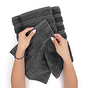American Soft Linen Luxury 4 Piece Bath Towel Set, 100% Cotton Turkish Bath Towels for Bathroom, 27x54 in Large Bathroom Shower Towels, Dark Gray Bath Towels