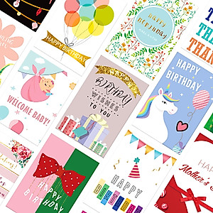 Spvloai 70 Unique Birthday Cards Bulk, All Occasion Greeting Cards Assortment Box with Blank Envelopes and Stickers, Happy Birthday Cards for Women, Men, Family, Friends, 4 x 6 Inches, Funny Birthday