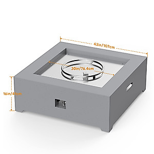 Onlyfire Premium 42” Outdoor Fire Pit Table with Lava Rocks& 12FT Hose, Large Propane Gas Firepit, Smokeless Fireplace 60,000BTU for Backyard Patio Bonfire Party, Patio Heater, Sand Cast Aluminum