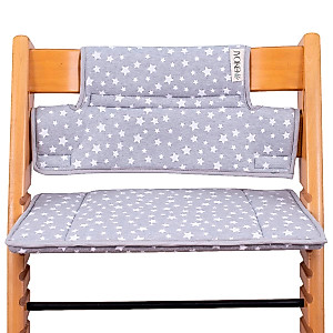 JYOKO Kids Cushion Made Cotton 100% Compatible with Stokke Tripp Trapp high Chair (White Star)