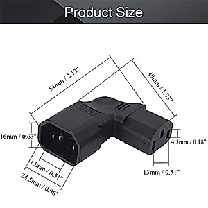 Fielect IEC320 Male C14 to Female C13 Power Socket Adapter AC110-250V 16A C14 to C13 Plug Adapter, 1Pcs WA-0143