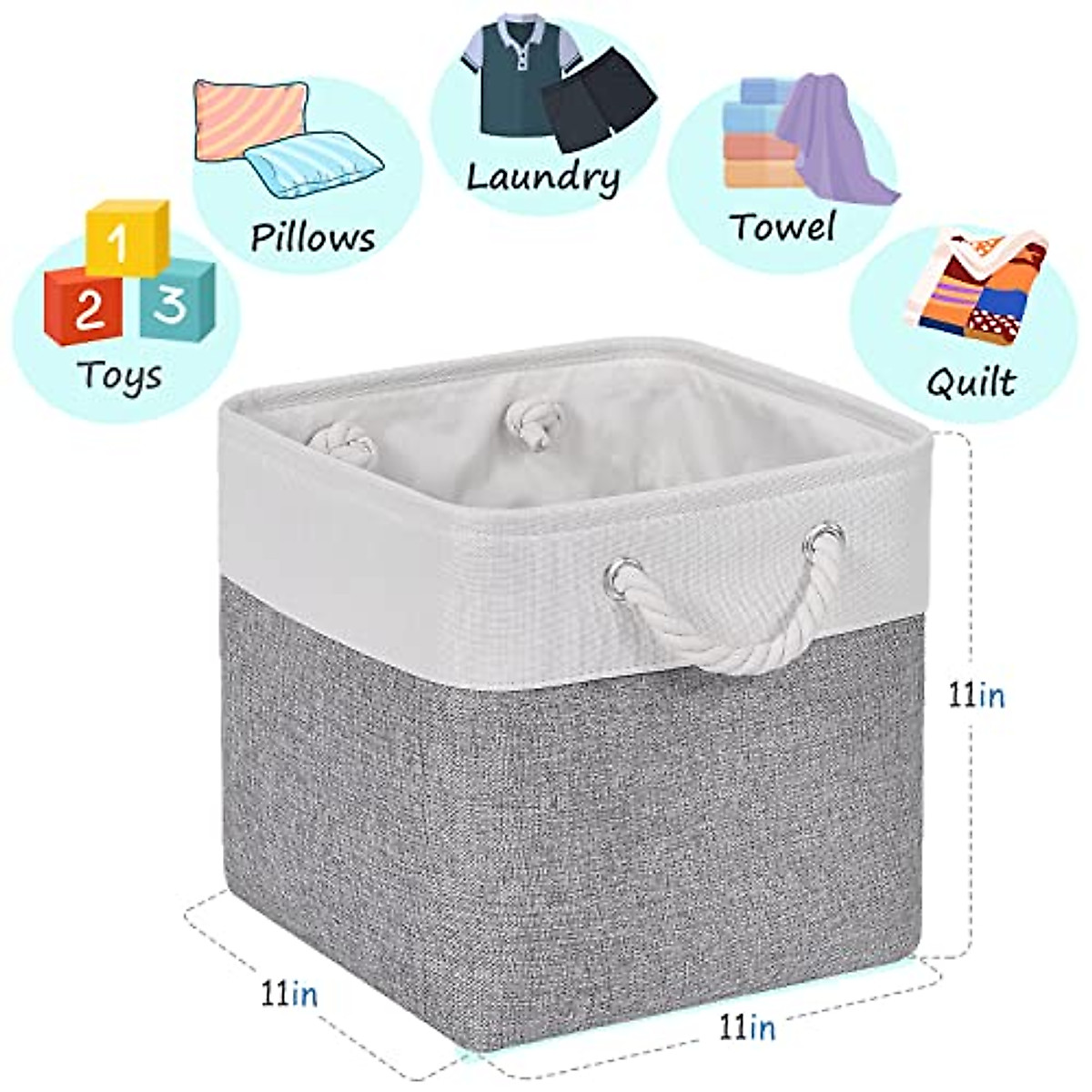 FinishingBo Fabric Cubes Storage Basket, 6 Pack 11x11 in with Handles Foldable Cube Storage Bins, for Shelves, Home, Office, Nursery Organizers