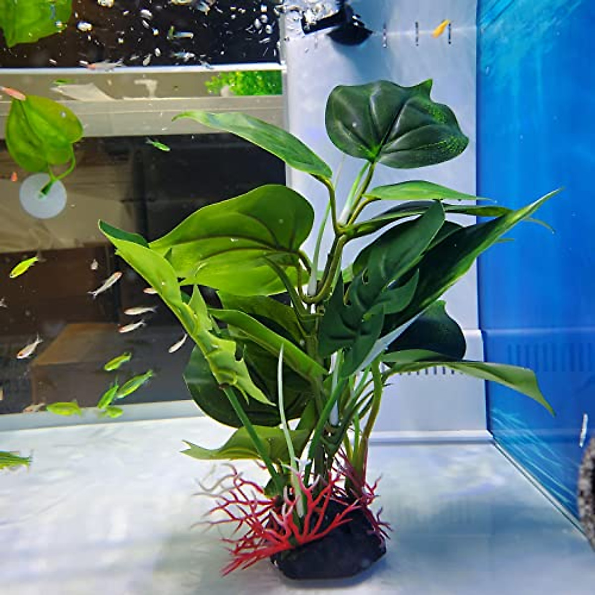 MRTIOO Reptile Artificial Plants, Terrarium Plants Decorations Supplies, Rainforest Ground Plant, Amphibian Habitat Hideout Tank Accessories (L)