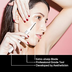 StackedSkincare Dermaplaning Face Exfoliating Tool - Professional-Grade, At-Home, Extra-Sharp Blade to remove Dead Skin and Peach Fuzz - Includes 1 Aluminum Handle and 1 Razor Head (Non-Electric)