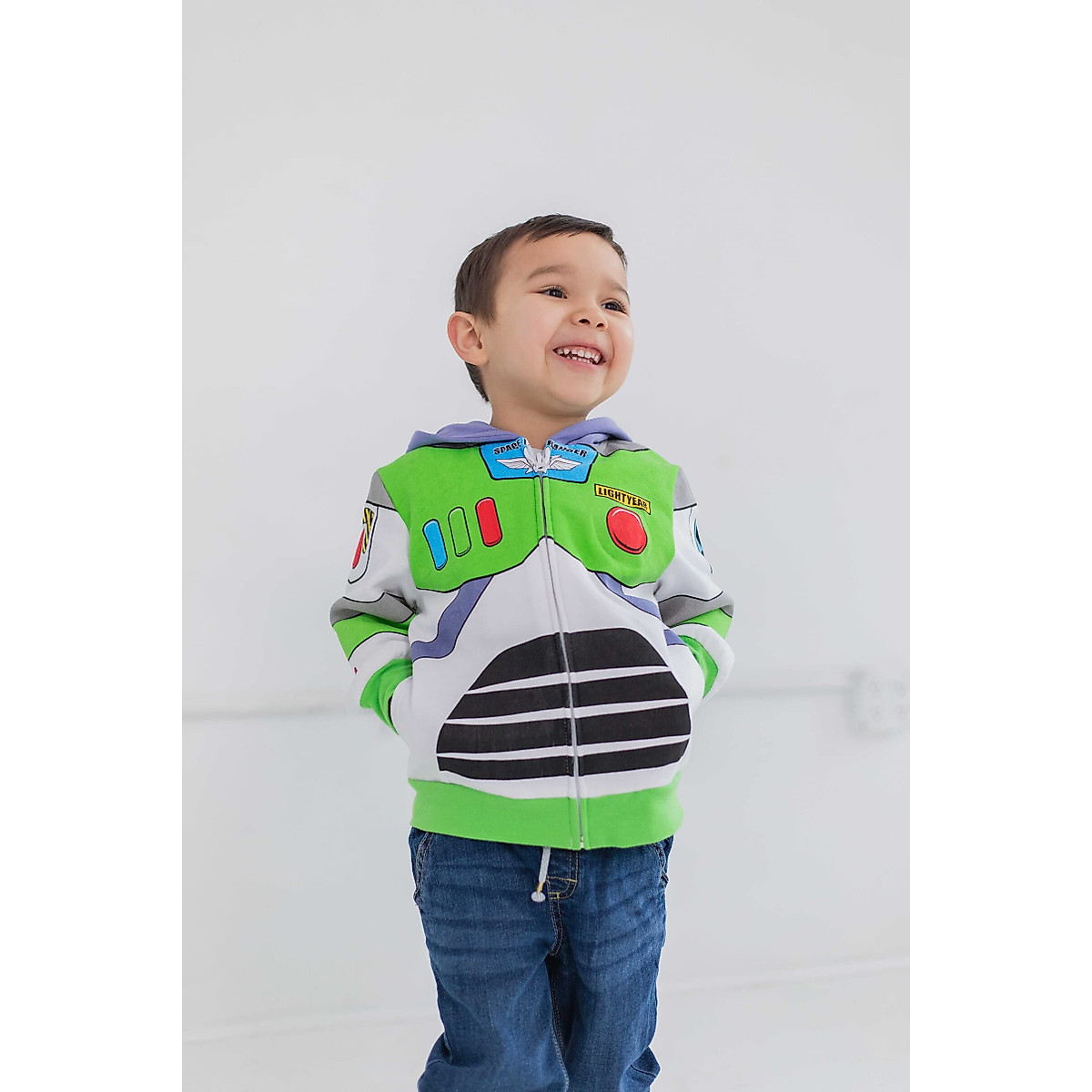 Disney Pixar Toy Story Buzz Lightyear Little Boys Fleece Zip Up Hoodie Green 6