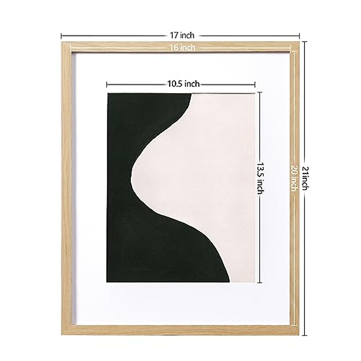 eletecpro 16x20 Picture Frame Made of Oak Wood and Reinforced Glass Displays Photos 11x14 with Mat or 16x20 without Mat, Natural Poster Frame for Modern Home Decor Horizontal or Vertical Hanging