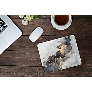 Grey Black Gold Marble Mouse Pad, Gaming Mouse Mat with Custom Design, Square Waterproof Mouse Pad Non-Slip Rubber Base MousePads for Office Home Laptop Travel, 9.5"x7.9"x0.12" Inch