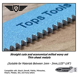 25 x TopsTools T118A Metal Cutting Jigsaw Blades Compatible with Bosch, Dewalt, Makita, Milwaukee and many more