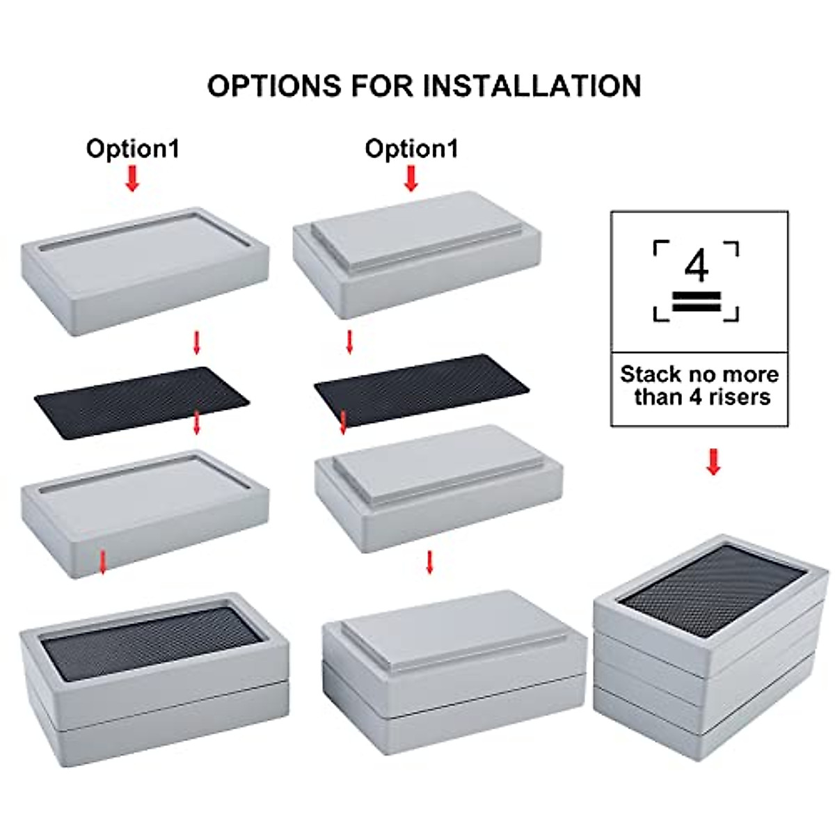 Stahala Bed Risers (Set of 8) Lifts Height 1",2",3" or 4",Natural Wood Furniture Heavy Duty Leg Risers Lifts for Sofas Table Desk Chair Couches with Non-Slip Rubber Pad & Non-Slip Recessed Hole