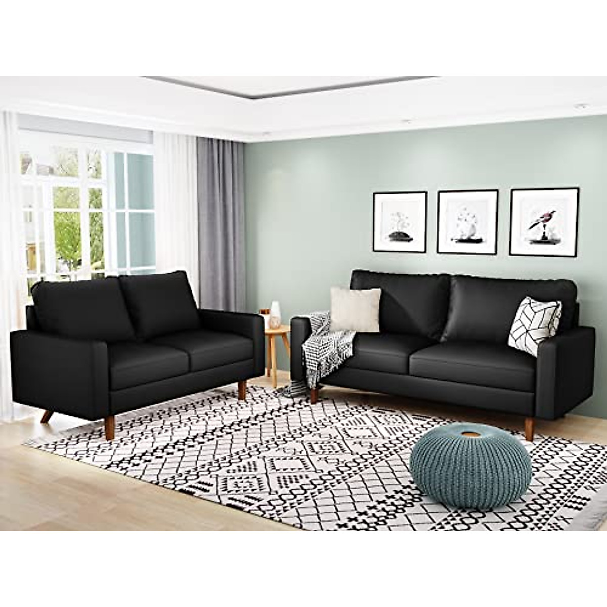 Meeyar Couches for Living Room,70''Width Comfy Sofa 3 Seater Sofa for Living Room 3 Seater Comfy Couch Room Couch for Bedroom Sofa for Office,Black