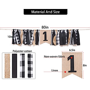WAHAWU Lumberjack Banner for 1st Birthday - Highchair Banner for First Birthday Party, Theme Garland for Birthday Decoration, Photo Booth Props (Lumberjack Highchair Banner Black)