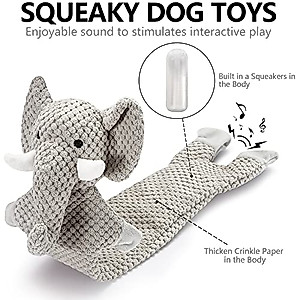 Malier Dog Toys, 22'' Squeaky Dog Toys Plush Elephant Dog Toy for Small Medium Dogs, Durable Interactive Dog Chew Toys Puppy Toys