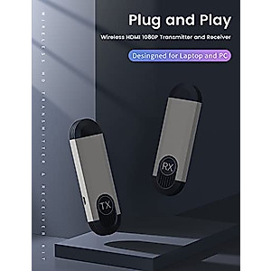 NAMCIM Wireless HDMI Transmitter and Receiver, Designed only for Laptop and PC, Plug & Play, Wireless HDMI Dongle Adapter for Streaming Video/Audio from Laptop/PC to HDTV Projector