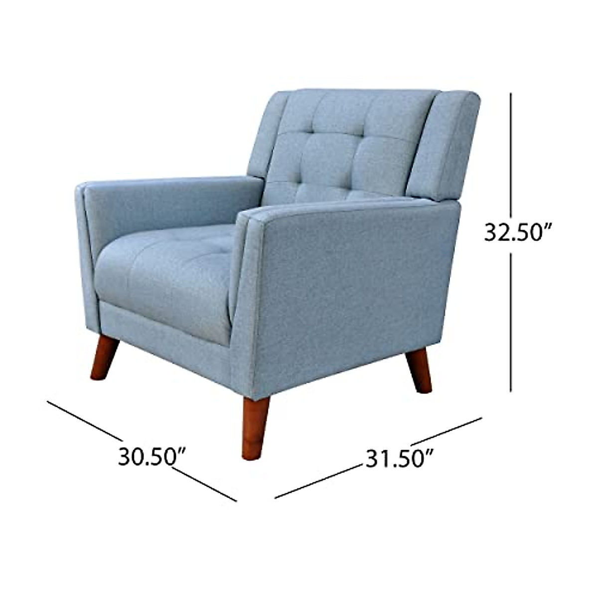 Christopher Knight Home Evelyn Mid Century Modern Fabric Arm Chair and Loveseat Set, Blue