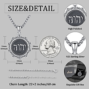 Aniu Hebrew Bible Names of God Jewelry Tetragrammaton Symbol Protection Necklace Jehovah YHVH YHWH Pendant Israel Lord Amulet Gift for Jewish Wiccan Pagan Jewelry