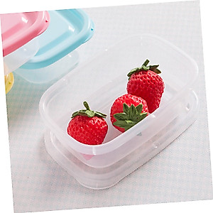 UPKOCH Stackable Mini Plastic Crisper Rectangular Food Containers 200ml Sealed Boxes Microwave Safe for Lunch Travel Color