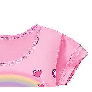 AOVCLKID Toddler Girls Princess Dress Little Kids Summer Print Casual Shirtdress (5-6X, Pink 18)