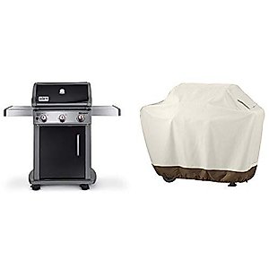 Weber 46510001 Spirit E310 Liquid Propane Gas Grill, Black & Amazon Basics Grill Cover - Medium