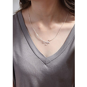 Yoke Style Custom Name Necklace Personalized, Sterling Silver Customized Charm Necklace Jewelry Gift for Women