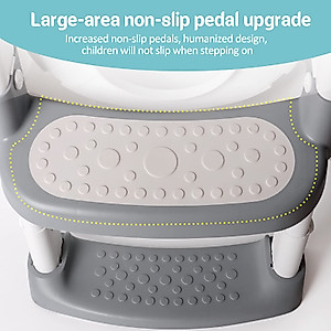 Toddler Toilet Seat with Step Stools Non-Slip Potty Chair for Kids Potty Training Seat with Ladder Adjustable Foldable Toilet with Splash Guard and Handles for Boys Girls