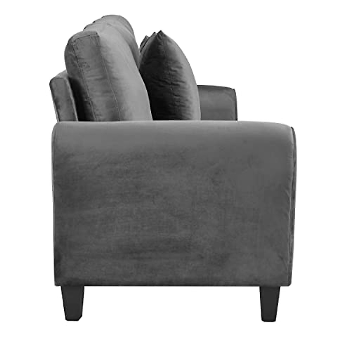 PEIHONGET 78.35" Mid-Century Modern Living Room Sofa 3 Seater Velvet Sofa Couch with 2 Pillows Armrest and Wood Legs for Bedroom, Apartment, Dorm, Office (Gray)