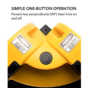 QWORK Right Angle - 90 Degree Horizontal & Vertical Laser Level Line Projection Square Level Laser with Two Suction Cups