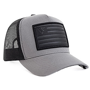Urban Effort Snapback Trucker Hat | Breathable Mesh Baseball Cap for Men & Women Adjustable Fit American Flag Hat for Casual (Gray)