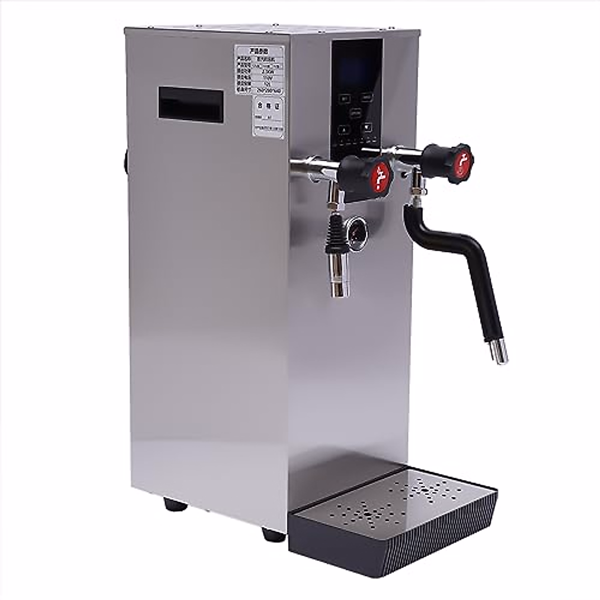 SHATUOA 12L Commercial Steam Water Boiling Machine, 4 in 1 Espresso Coffee Machine with 360° Water Valve, LED Screen Display Electric Milk Foam Machine for Bakery, Tea Restaurant